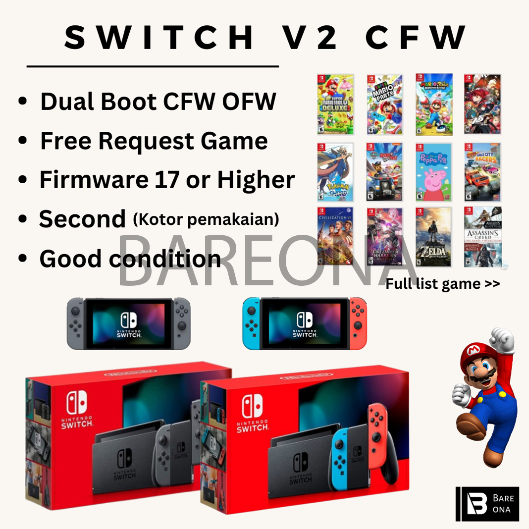 Jual Nintendo Switch V2 CFW OFW (FREE ISI GAME) Dualboot 128